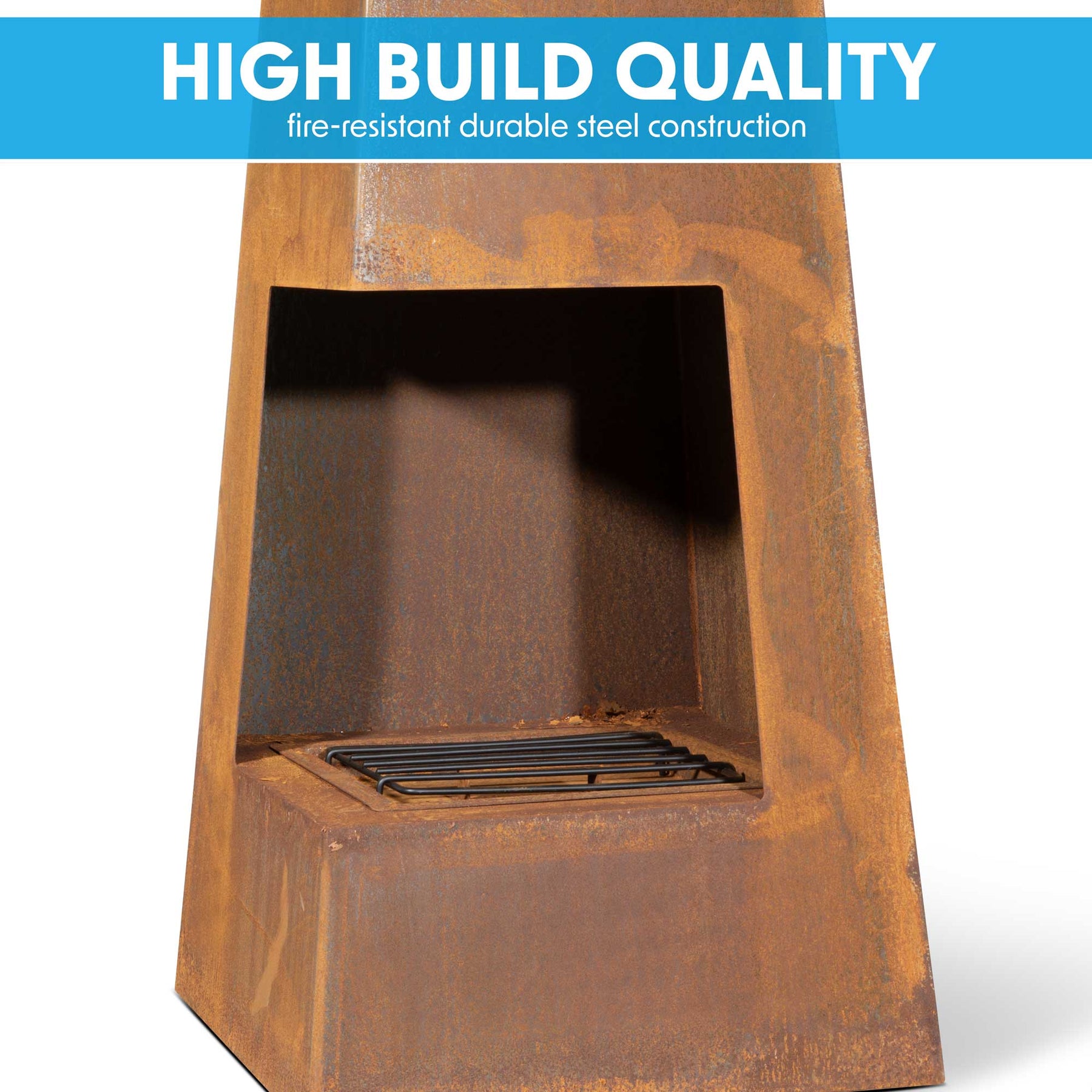 Pyramid Chiminea, Wood Burner, Heater for Outdoors/Garden/Patio - Cort