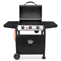 3 Burner Gas BBQ Grill with Piezo Ignition, Built-In Thermometer, Blac ...