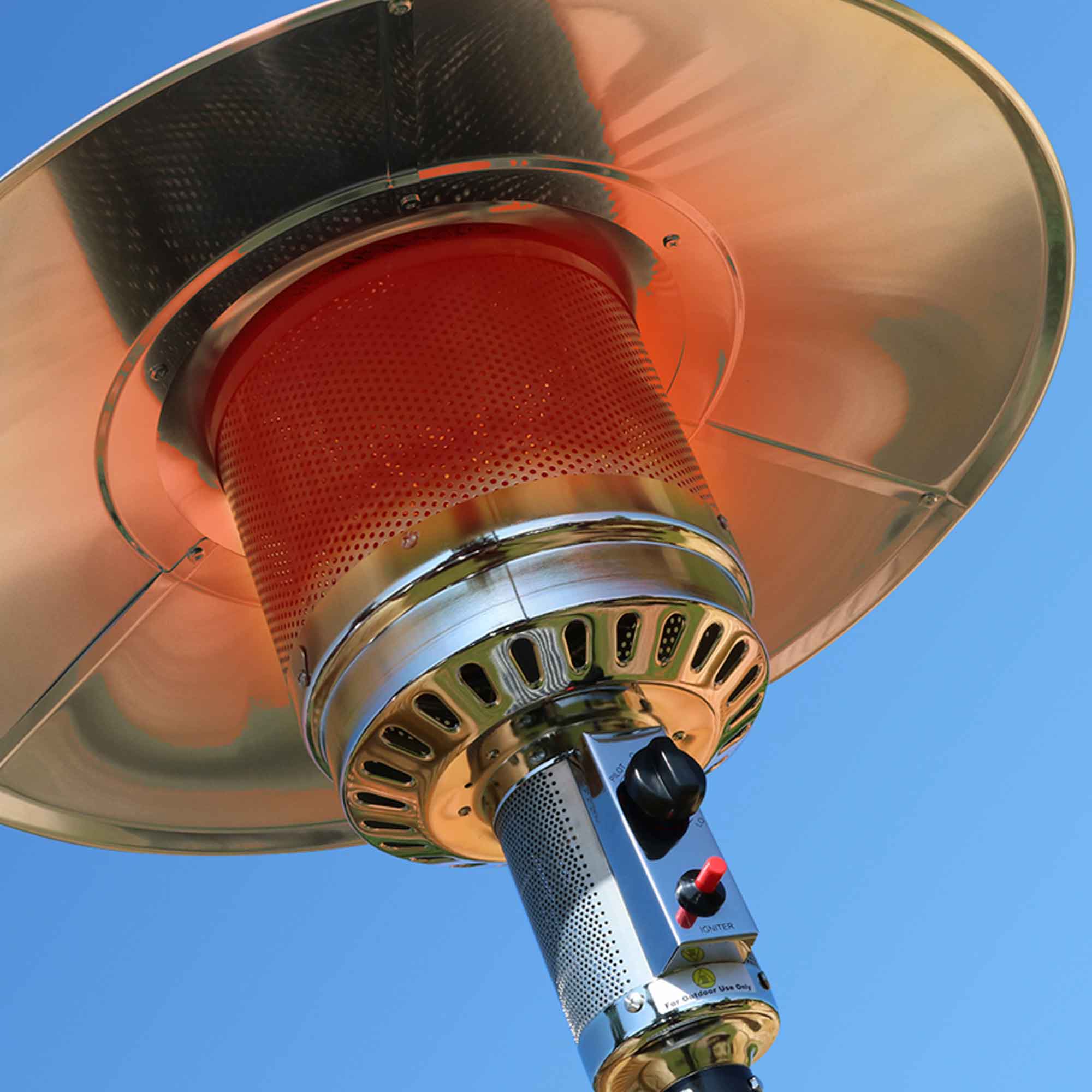 DG2 - Propane Gas Tower Patio Heater 13kW Stainless Steel - Dellonda
