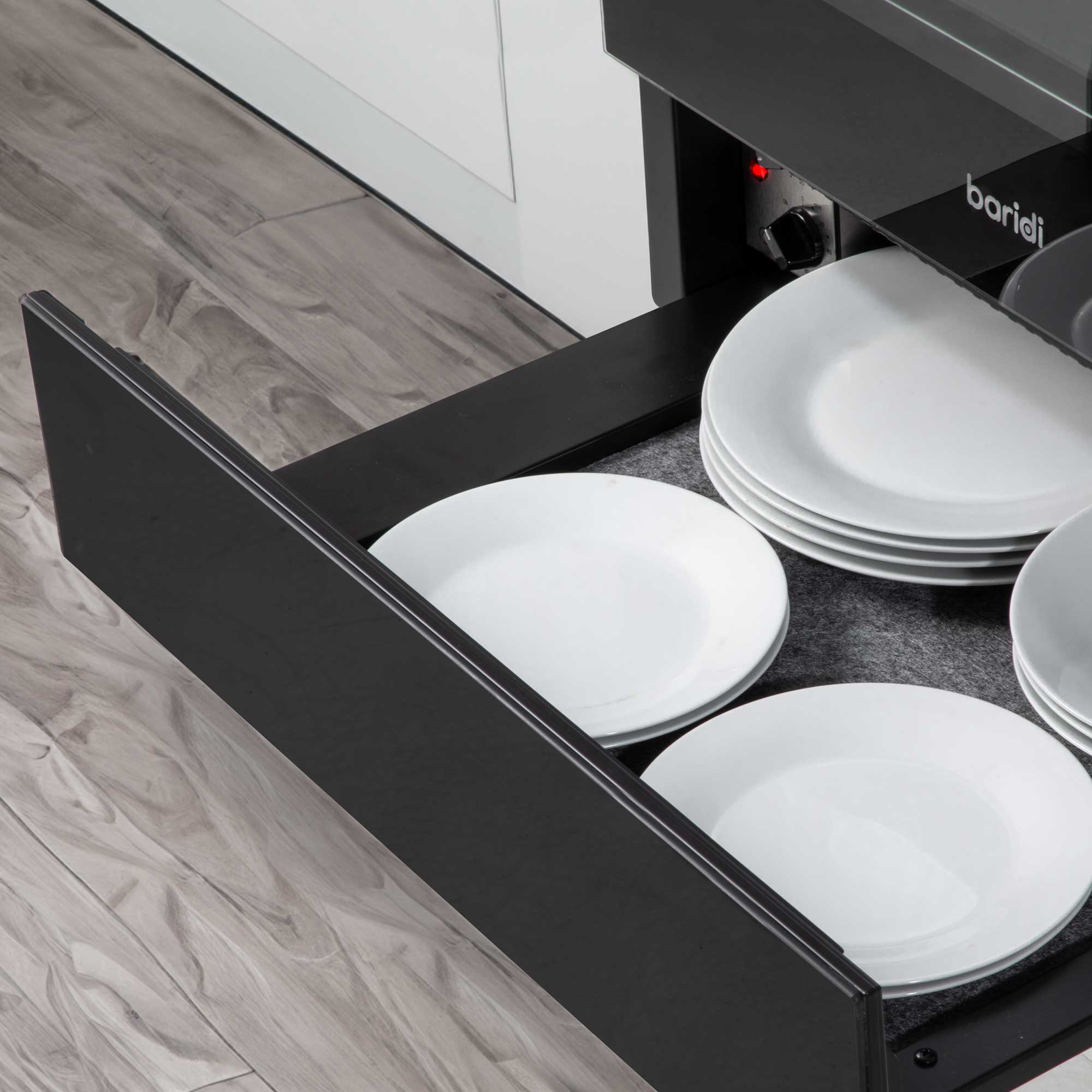 Baridi 60cm Built-In Warming Drawer, Push-to-Open, Anti-Slip Mat, Blac ...
