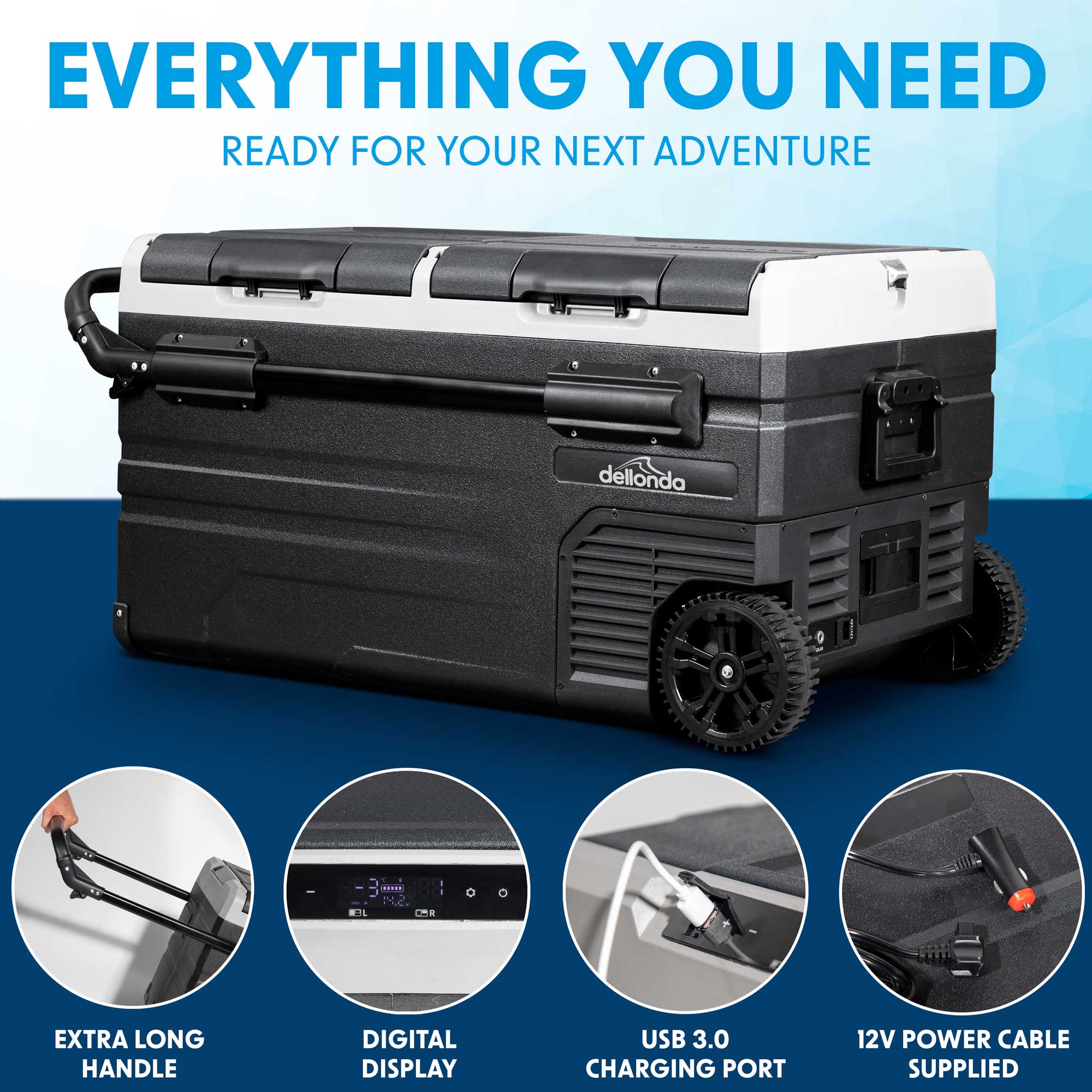 75L Portable Car Fridge, Freezer, 12/24V Dual Zone Compressor - DL127 ...