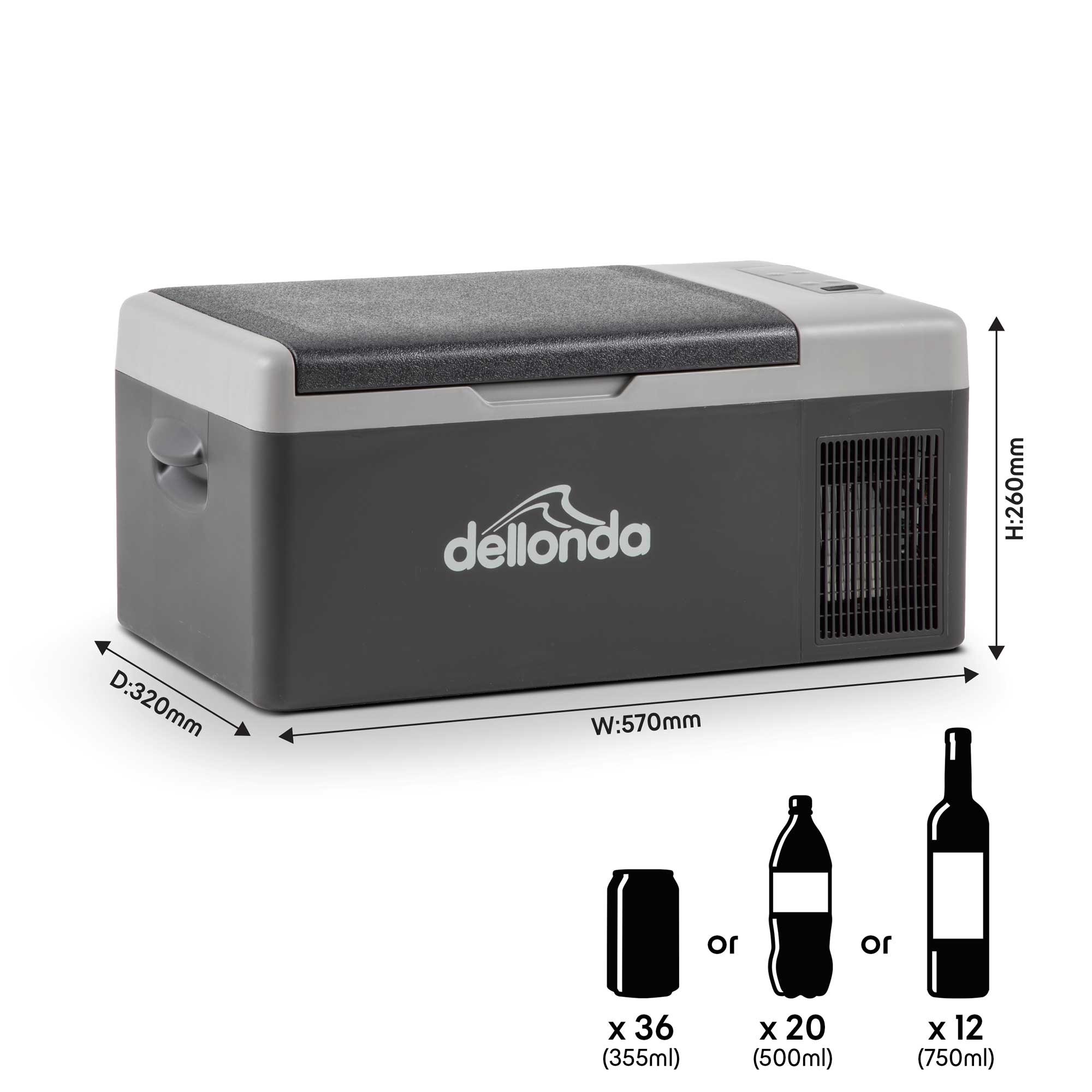 15L Portable Car Fridge, Freezer, Cool Box, 12/24/230V Compressor - DL - Dellonda