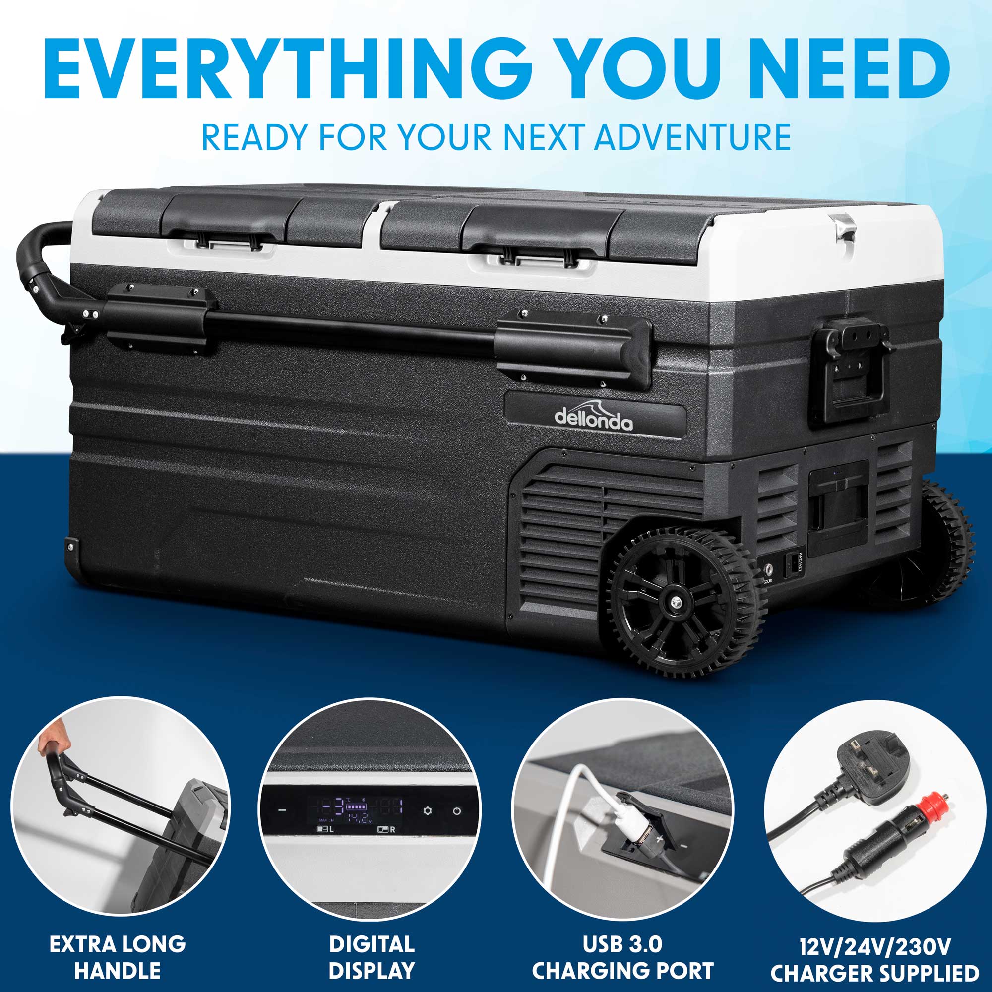 95L Portable Car Fridge, Freezer, 12/24/230V Dual Zone Compressor - DL ...