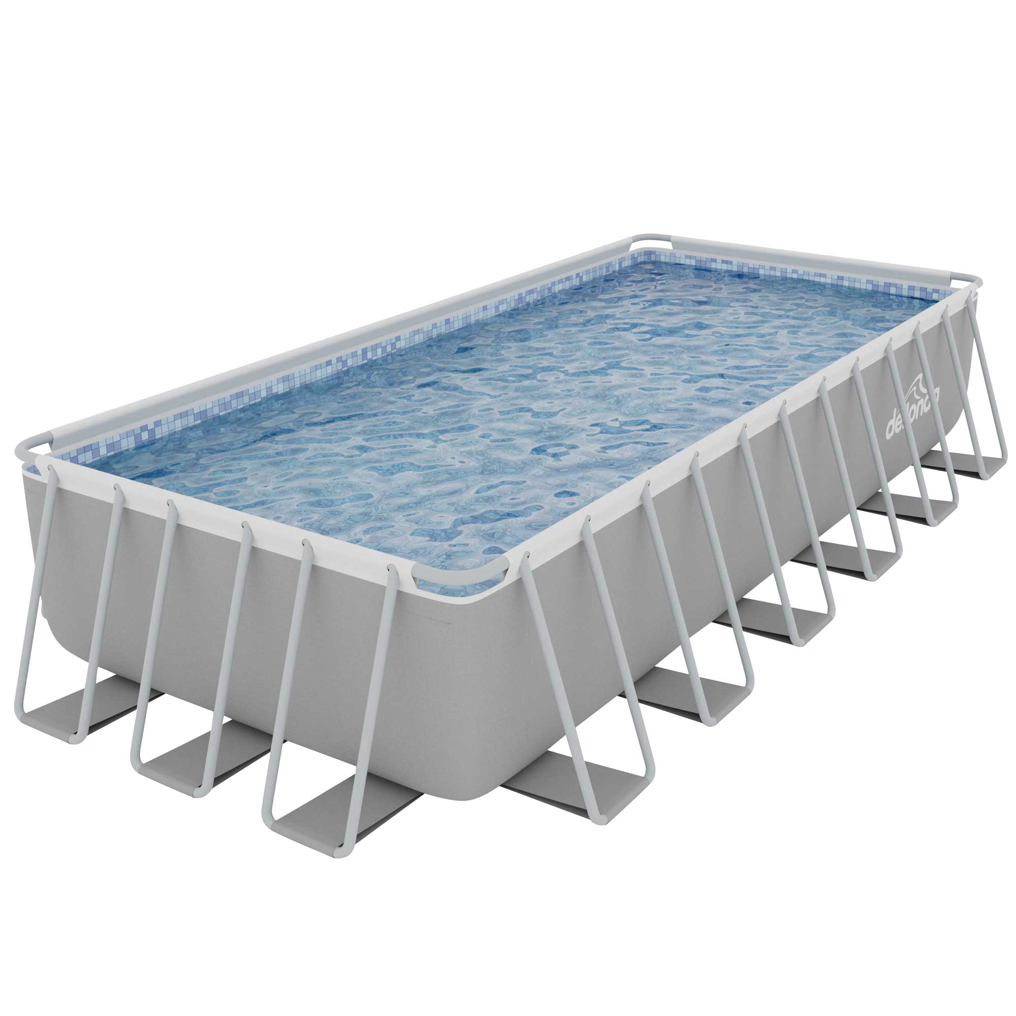 Dellonda 25ft Deluxe Steel Frame Swimming Pool, Rectangular with Step