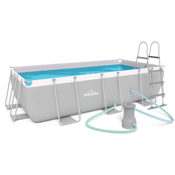 13ft Deluxe Steel Frame Swimming Pool Rectangular with Filter Pump - D