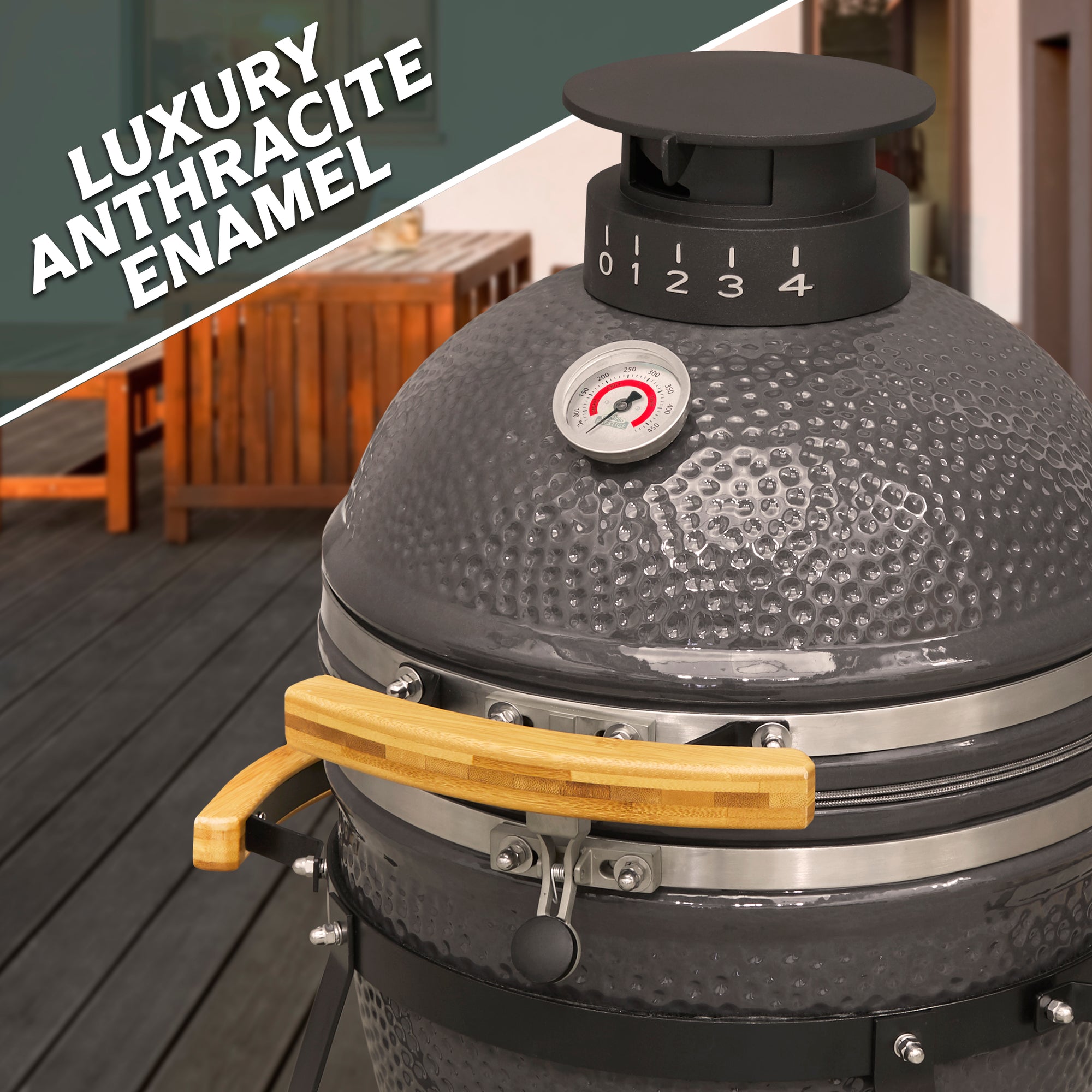 Deluxe 16"(40cm) Ceramic Kamado Style BBQ - Dellonda