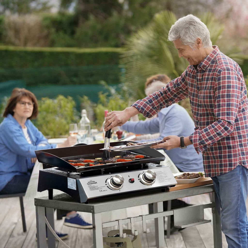 2 Burner Portable Gas Plancha 5kW BBQ Griddle, Stainless Steel with Co