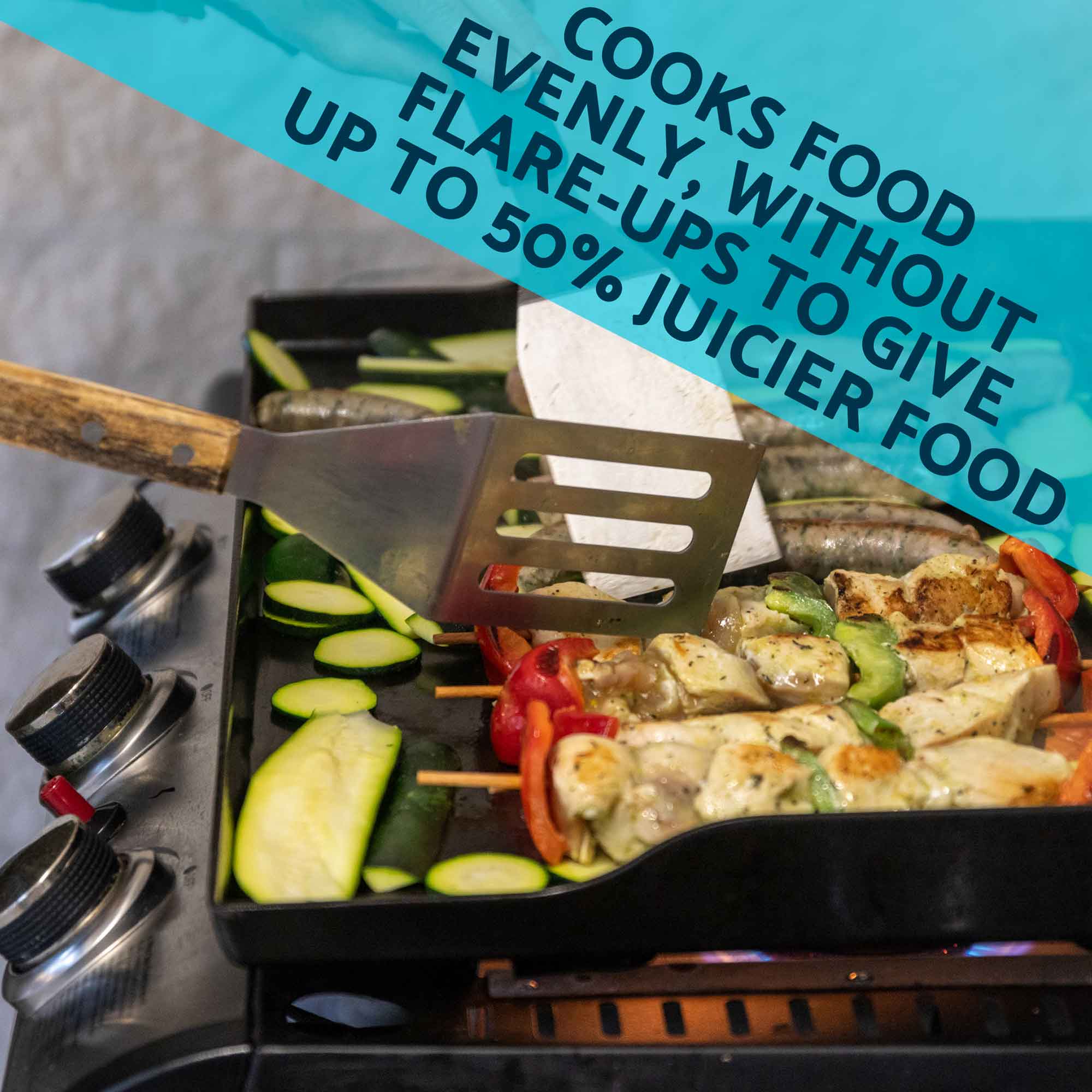 3 Burner Portable Gas Plancha 7.5kW BBQ Griddle, Supplied with PVC Cov ...