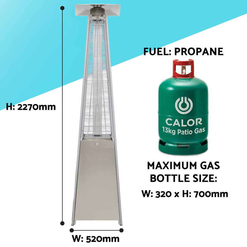 Pyramid Gas Patio Heater 13kW for Commercial & Domestic Use, Stainless ...