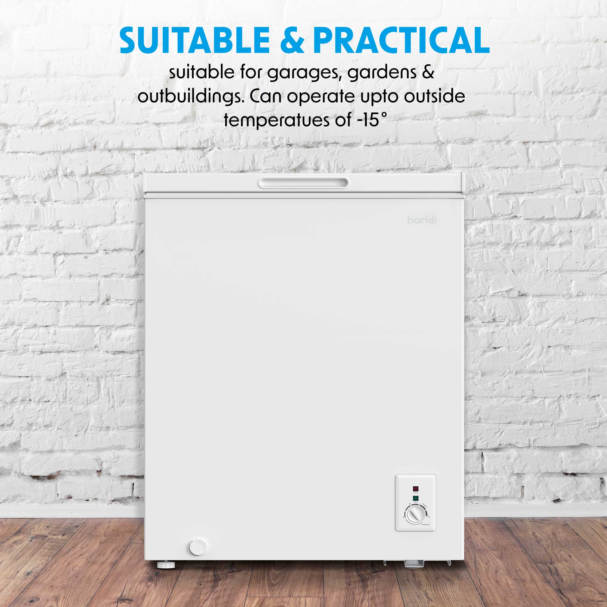 Baridi Freestanding Chest Freezer, 142L, Garage and Outbuilding Safe ...