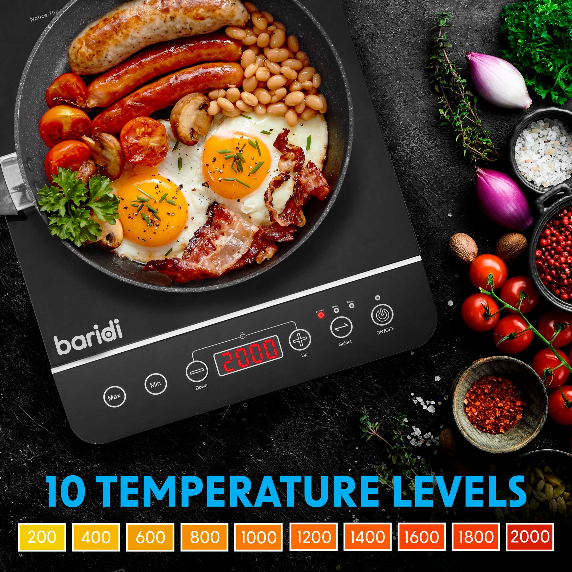 Portable Induction Hob with 1 Cooking Zone 29 x 35.5 x 7cm - Black ...