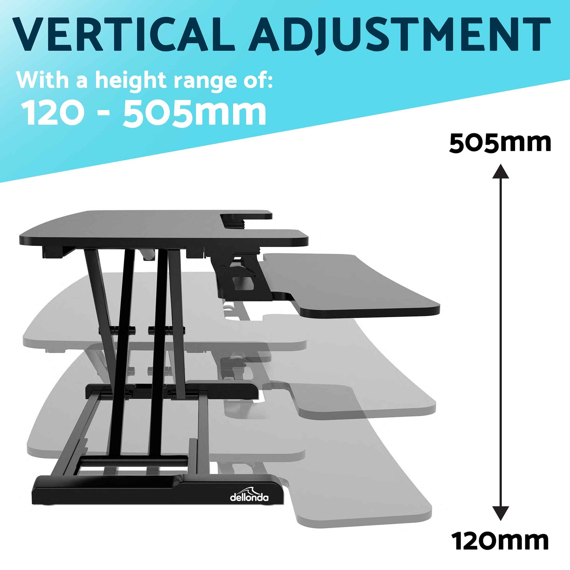 89cm Adjustable-Height Standing Desk Riser 15kg Capacity - Dellonda