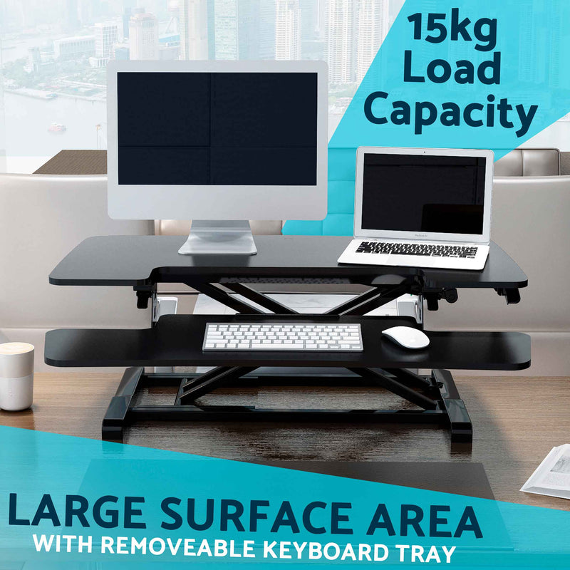 89cm Adjustable-Height Standing Desk Riser 15kg Capacity - Dellonda