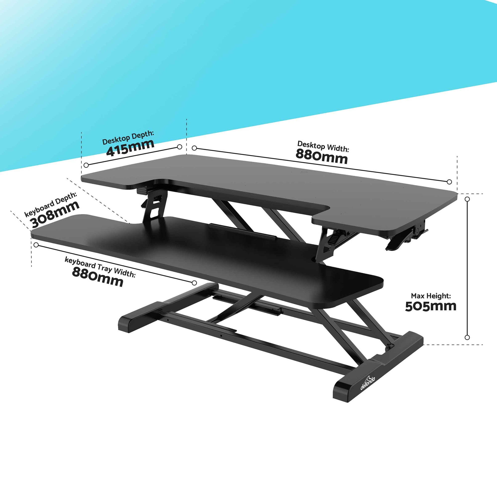 89cm Adjustable-Height Standing Desk Riser 15kg Capacity - Dellonda
