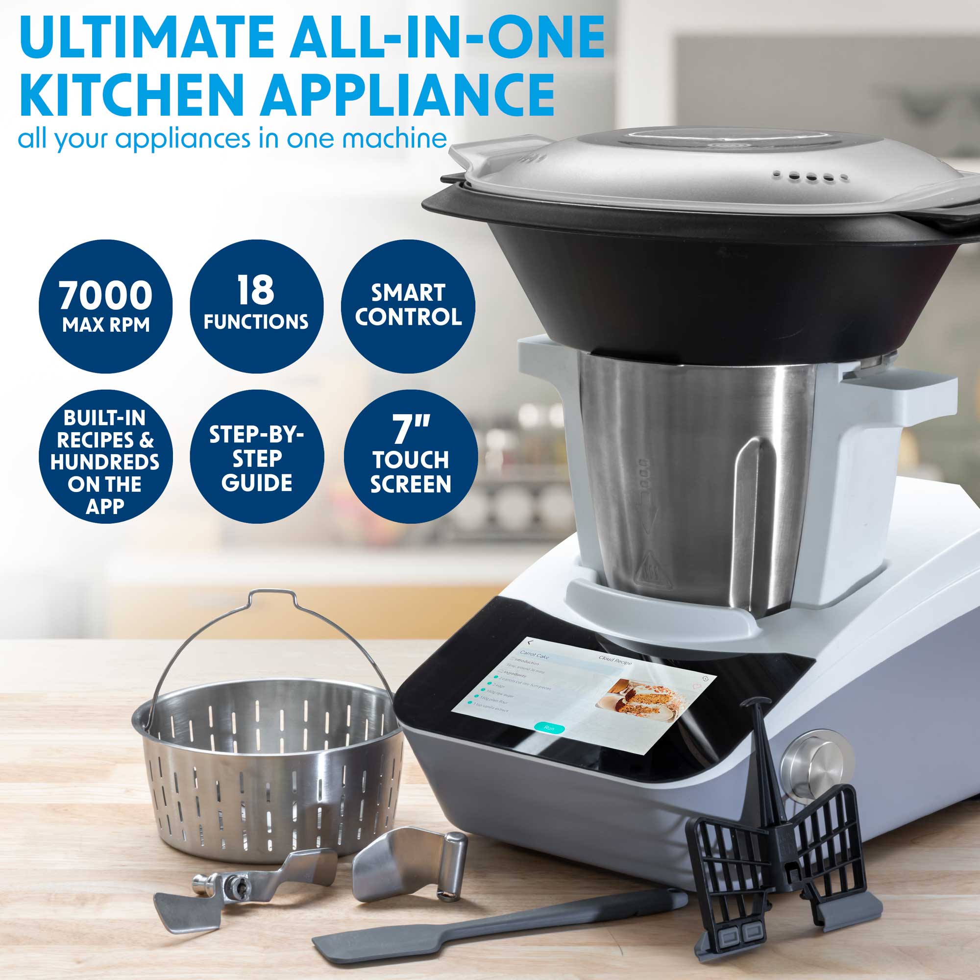 Baridi Smart Thermo-Cooker, 18 Preset Functions, 7” Touch Screen, App ...