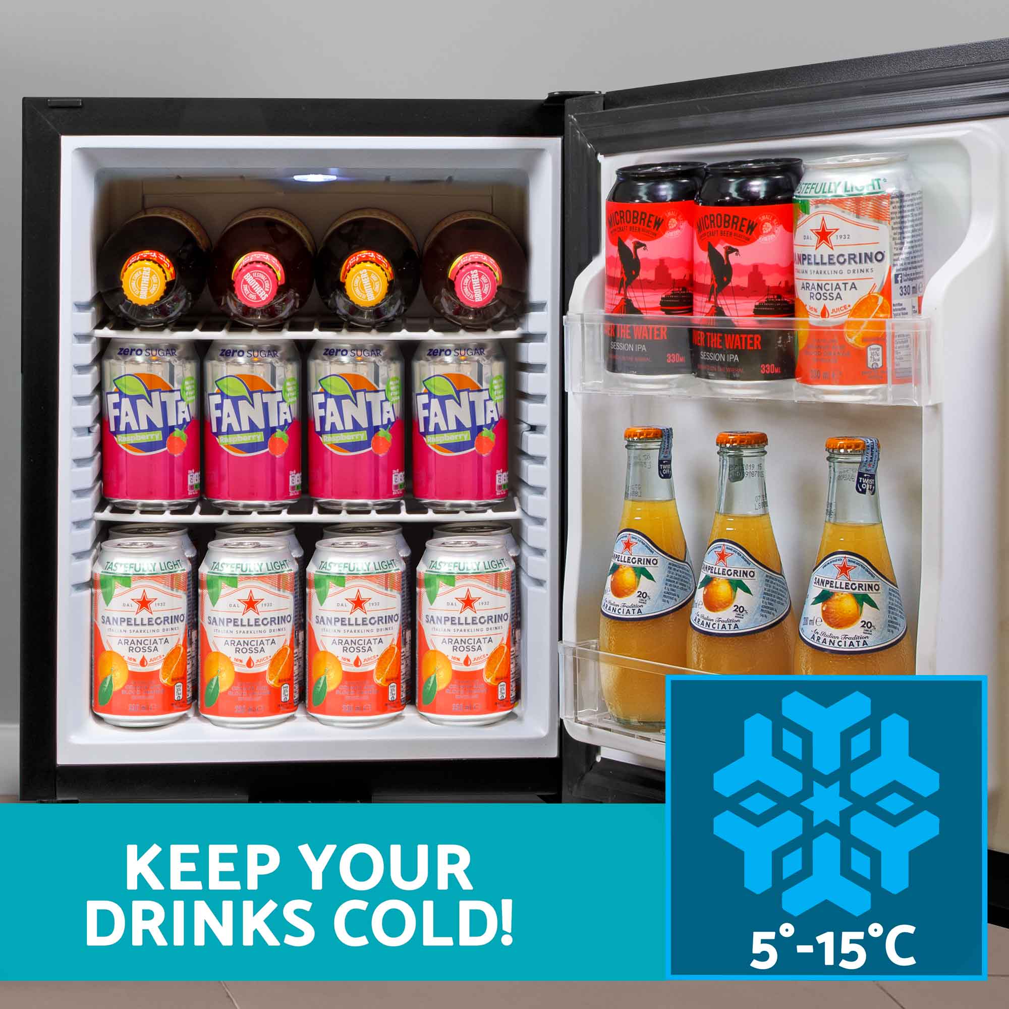 Baridi 25L Ultra Quiet Drinks & Wine Mini Cooler Fridge with LED Light ...