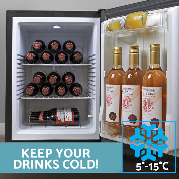 Baridi 35L Ultra Quiet Drinks & Wine Mini Cooler Fridge with LED Light ...