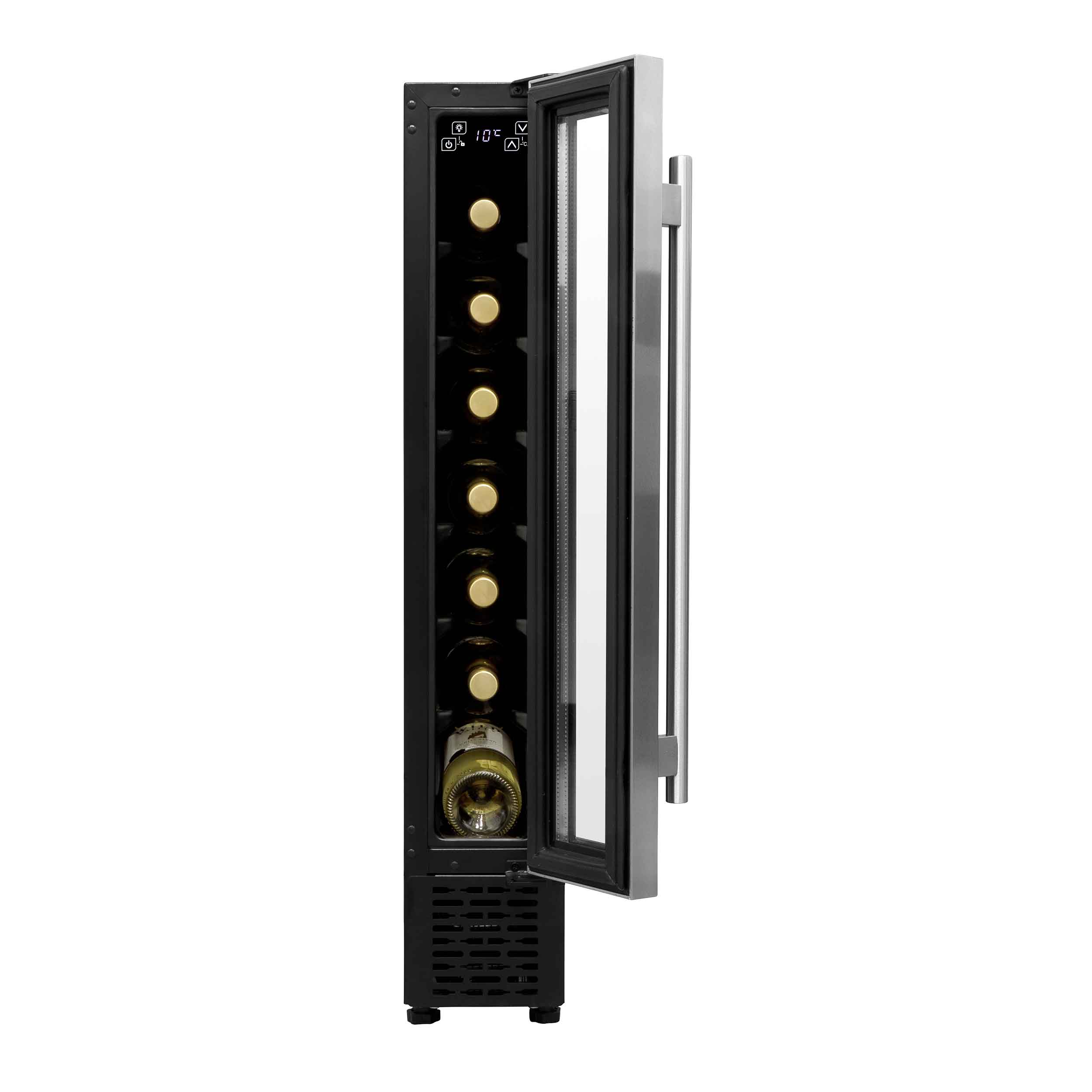 Extra-Slim 7 Bottle Wine Fridge & Cooler 15cm - Stainless Steel - Dellonda