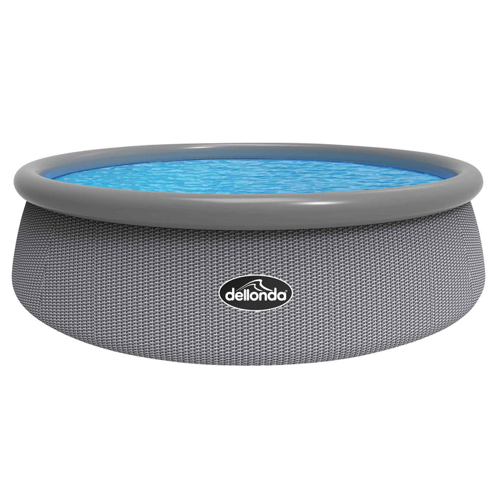15ft Inflatable Swimming Pool Round with Filter Pump - Grey Rattan - D